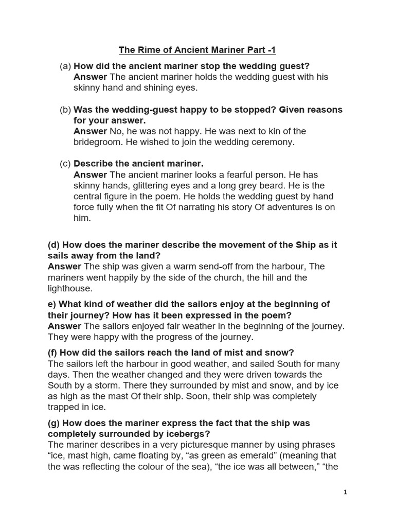 Q-A-The Rime of Ancient Mariner Part 1 | PDF