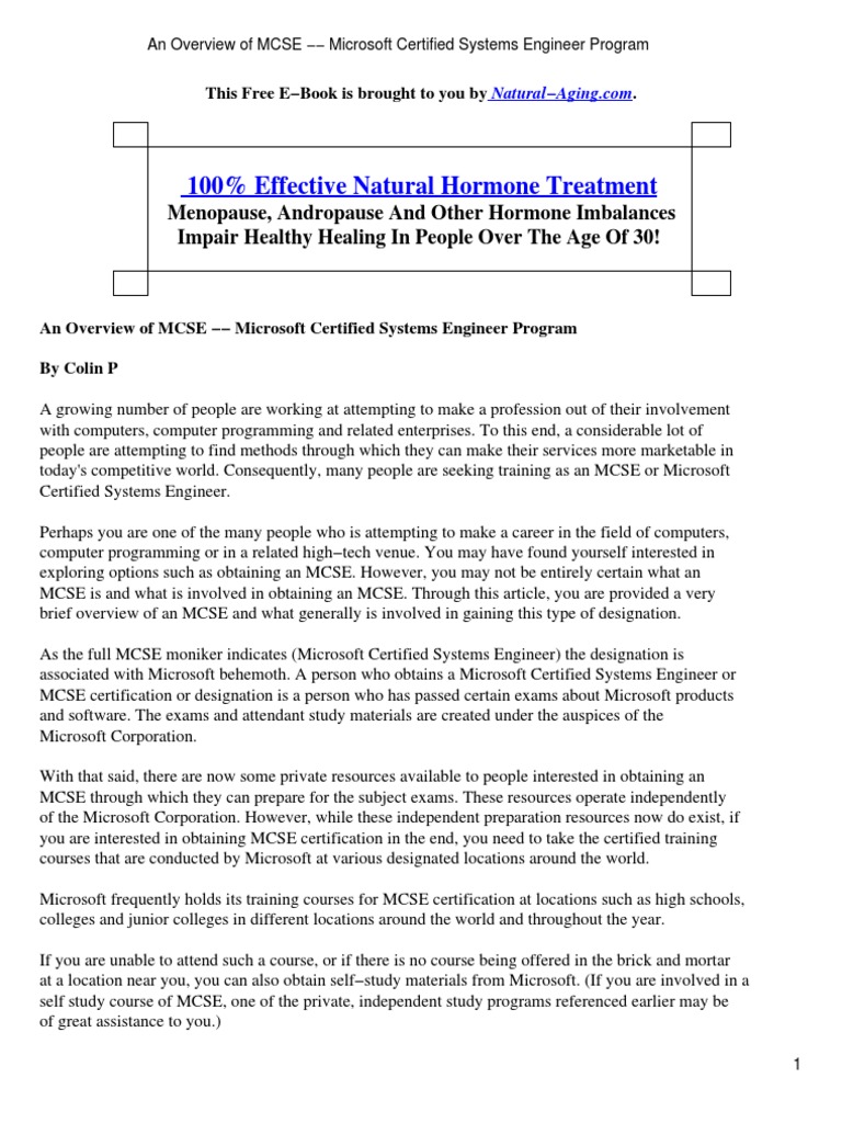 An Overview of MCSE Microsoft Certified Systems Engineer Program (Ebook ...