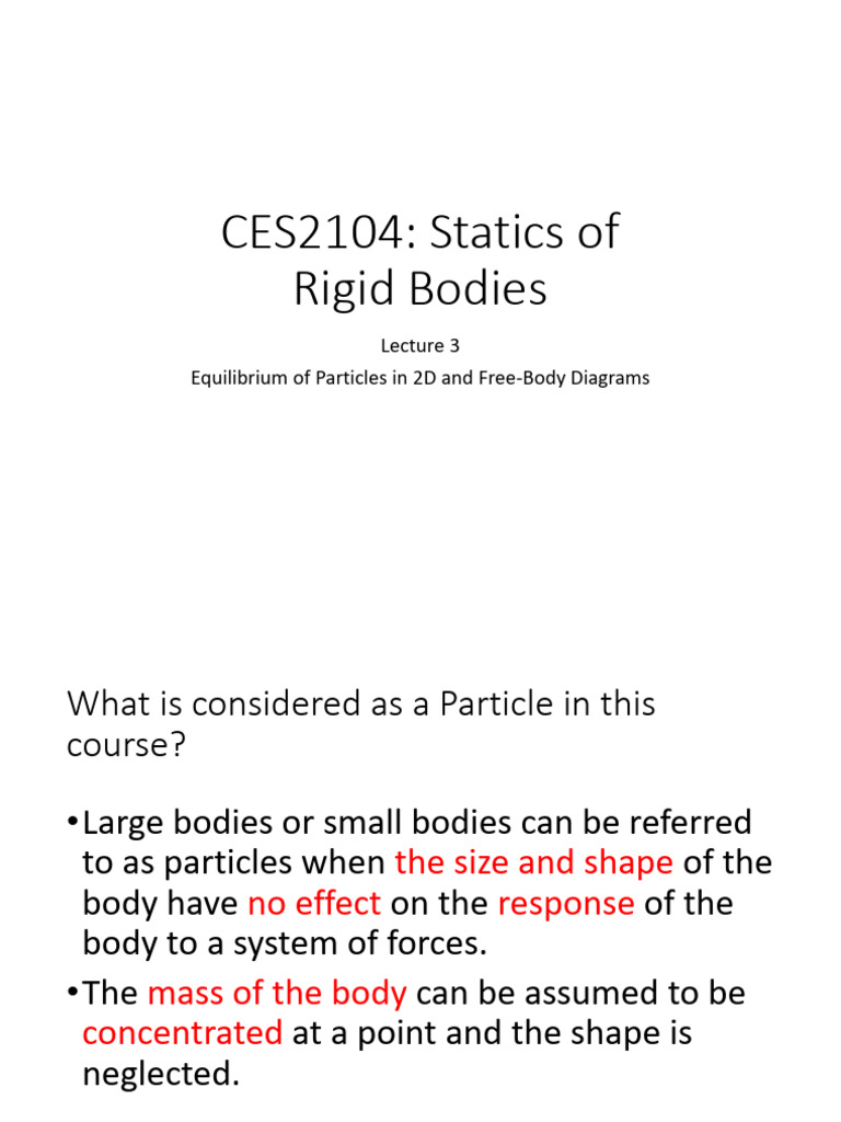 CES2104 Lecture 3 - Equilibrium of Particles in 2D, FBD | PDF | Force ...
