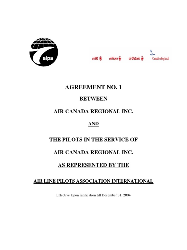 JAZZ ALPA Pilots Collective Agreement - REVISED CCAA | PDF | Pilot ...