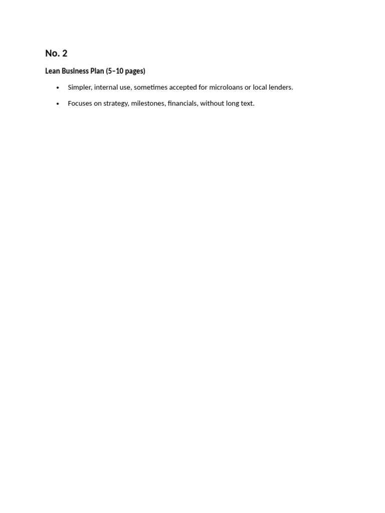 2 - Lean Business Plan (5-10 Pages) | PDF