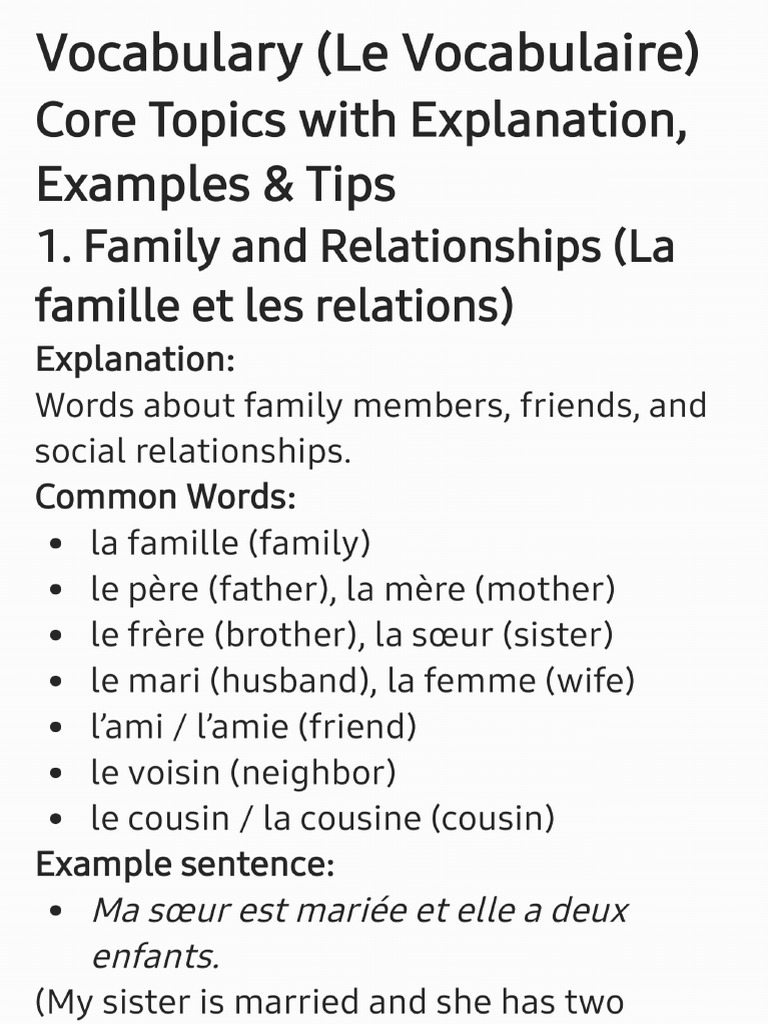 Vocabulary Topics | PDF