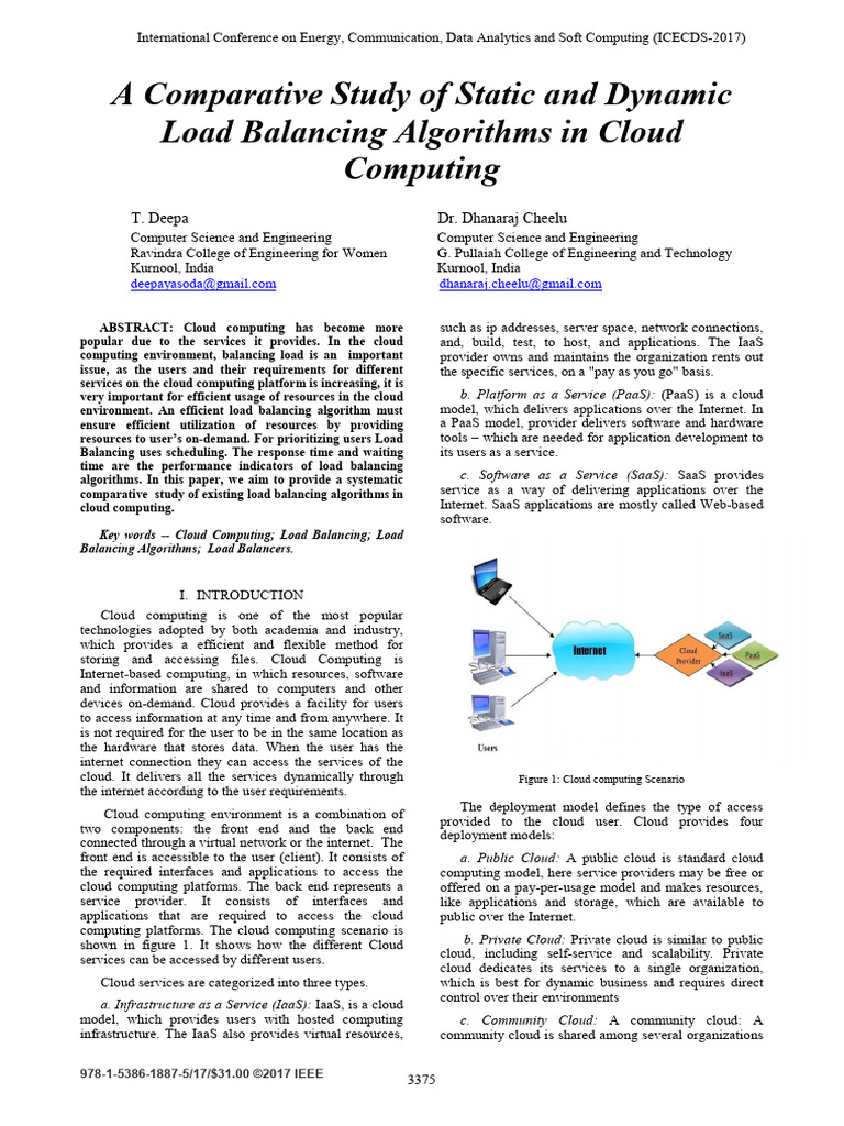 A Comparative Study of Static and Dynamic Load Balancing Algorithms in Cloud Computing | PDF ...