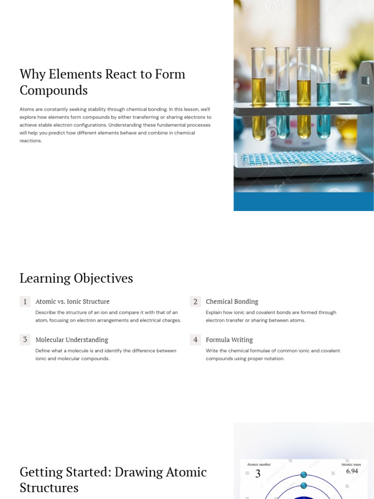 Why Elements React To Form Compounds | PDF | Ion | Chemical Bond