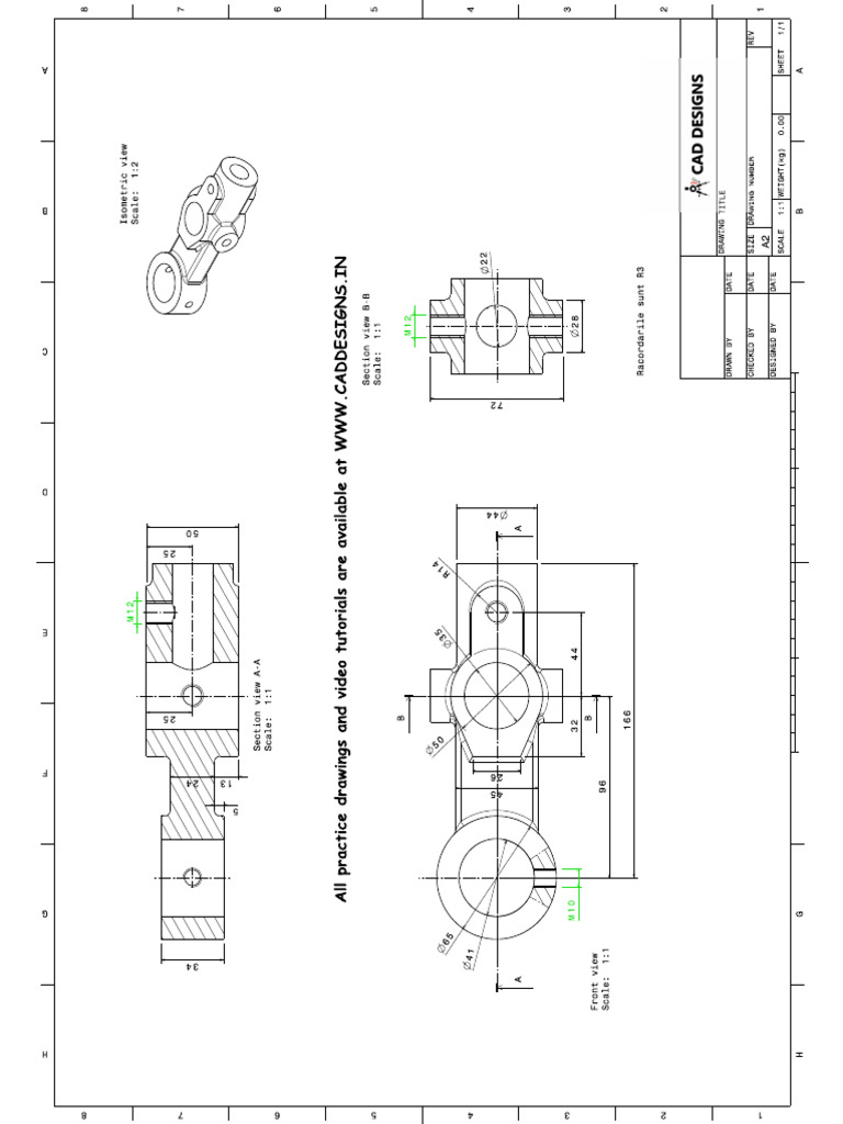Mechanical Practice Drawing Sheets For AutoCAD CATIA NX SOLIDWORKS and ...