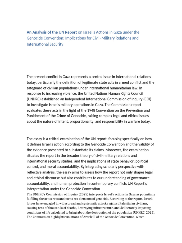 UN Report on Israel's Gaza Actions Analysis | PDF | Gaza Strip | Genocides