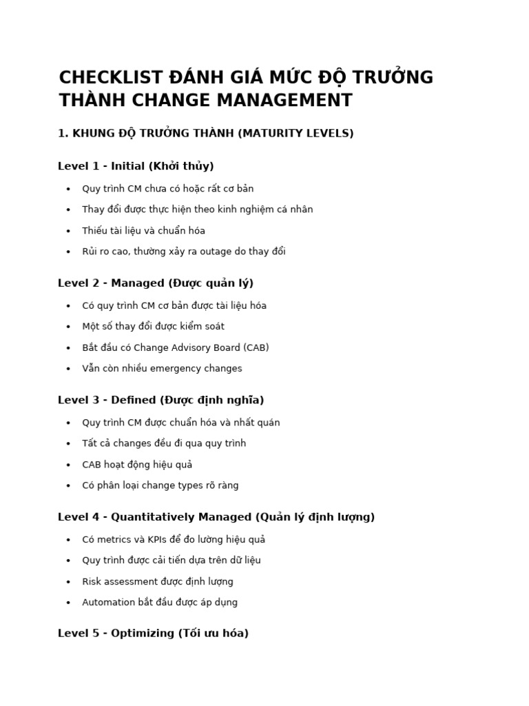 CM Maturity Assessment Checklist | PDF