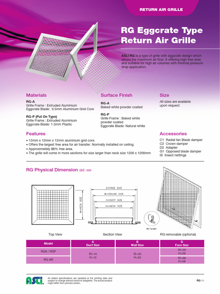 Eggcrate Type Grille - 88% Free Area | PDF | Building Materials ...