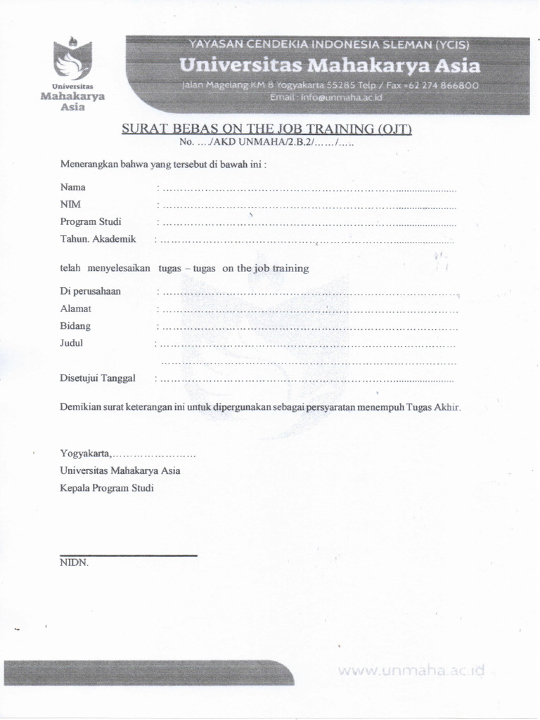 Formulir Ojt Pdf