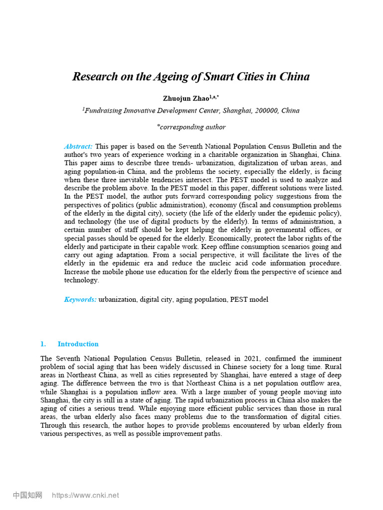 Research On The Ageing of Smart Cities in China | PDF | China | World ...