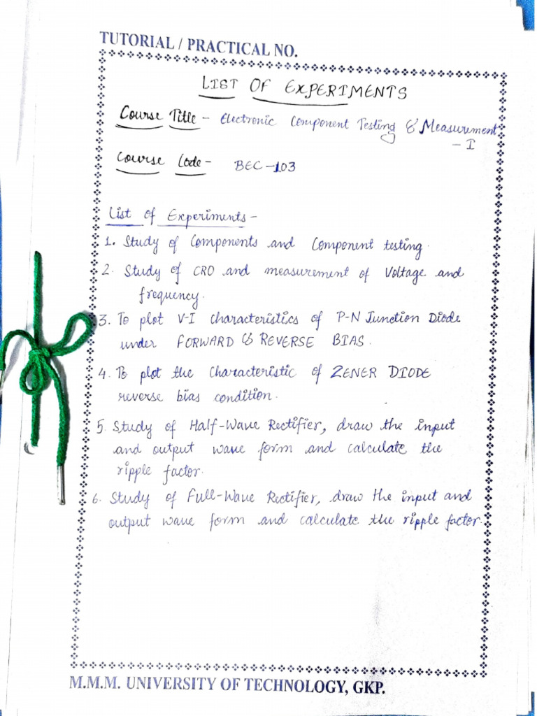 Practical File ECE Components Testing | PDF