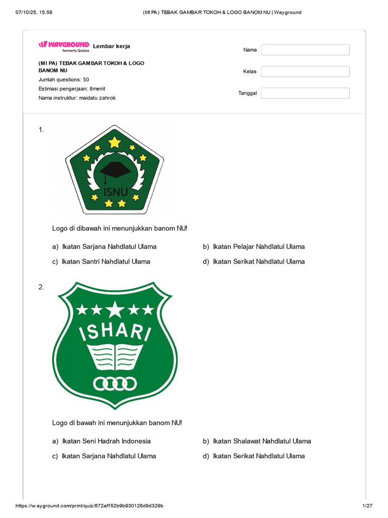 Tebak Gambar Logo Banom NU | PDF