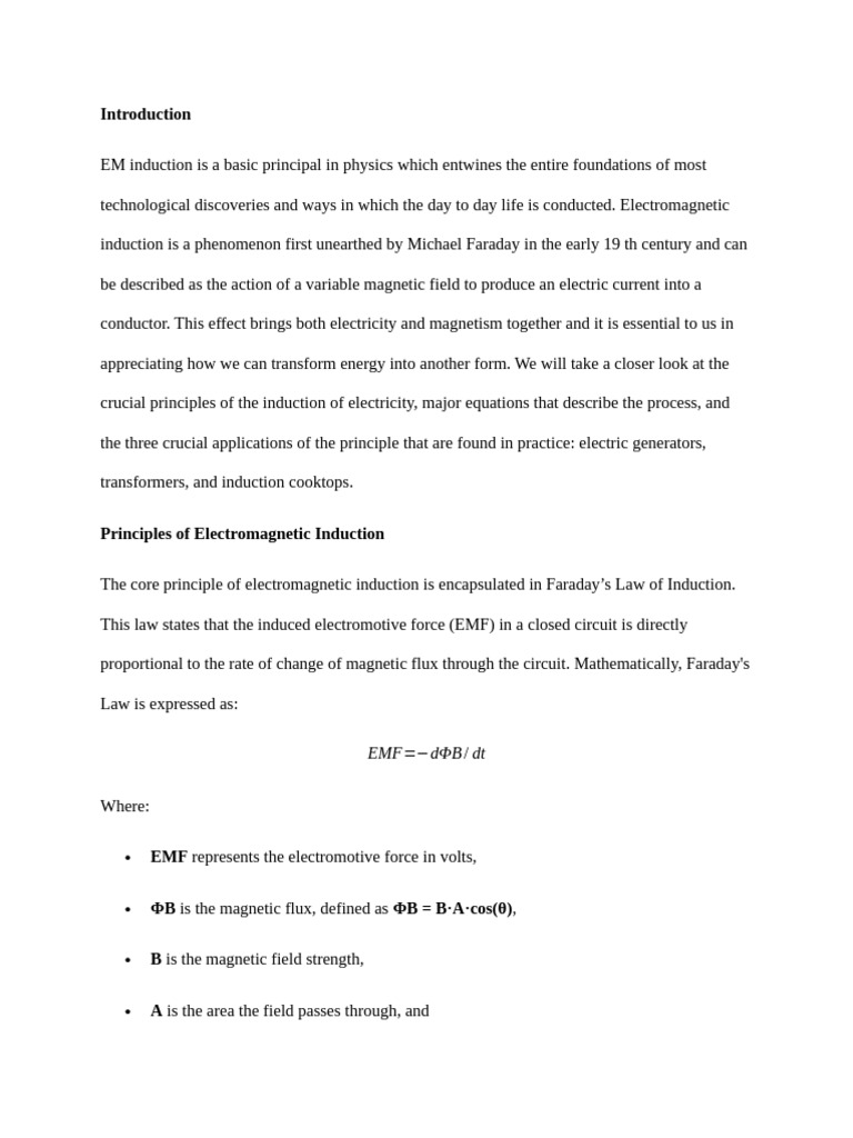 Electromagnetic Induction Applications | PDF | Electromagnetic ...