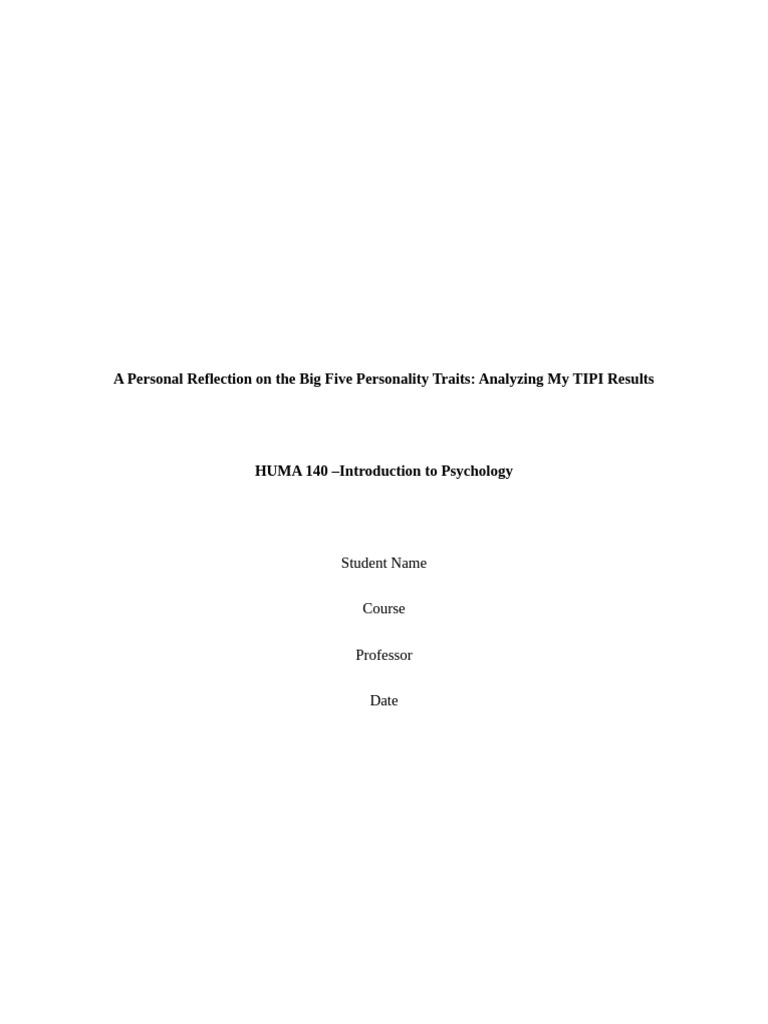 Personal Reflection On Big Five Personality Traits | PDF | Extraversion ...