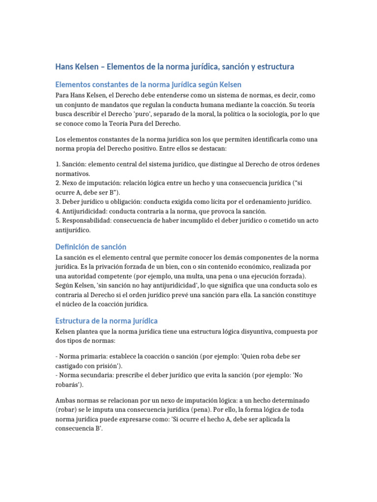 Kelsen Elementos Norma UNLP | PDF | Castigos | Filosofía Aplicada