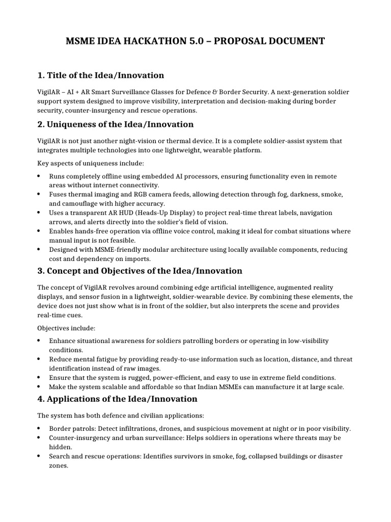 VigilAR MSME Proposal Detailed | PDF | Augmented Reality | Computing
