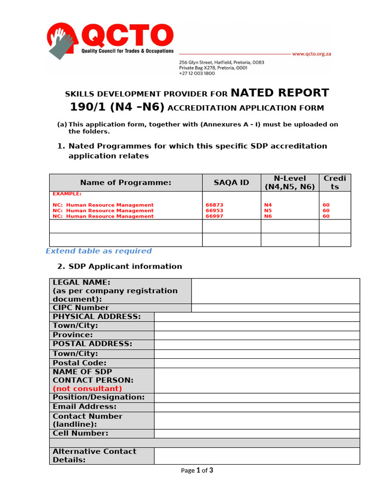 Application Form For Nated Report 191-1 (N4-N6) | PDF