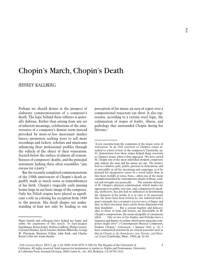 Kallberg Chopins March-Death | PDF | Frédéric Chopin | Musical Forms
