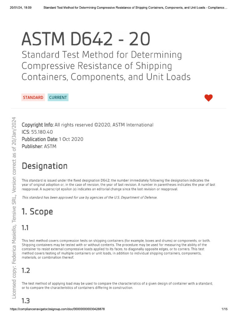 ASTM D642 - 20 Standard Test Method For Determining Compressive ...