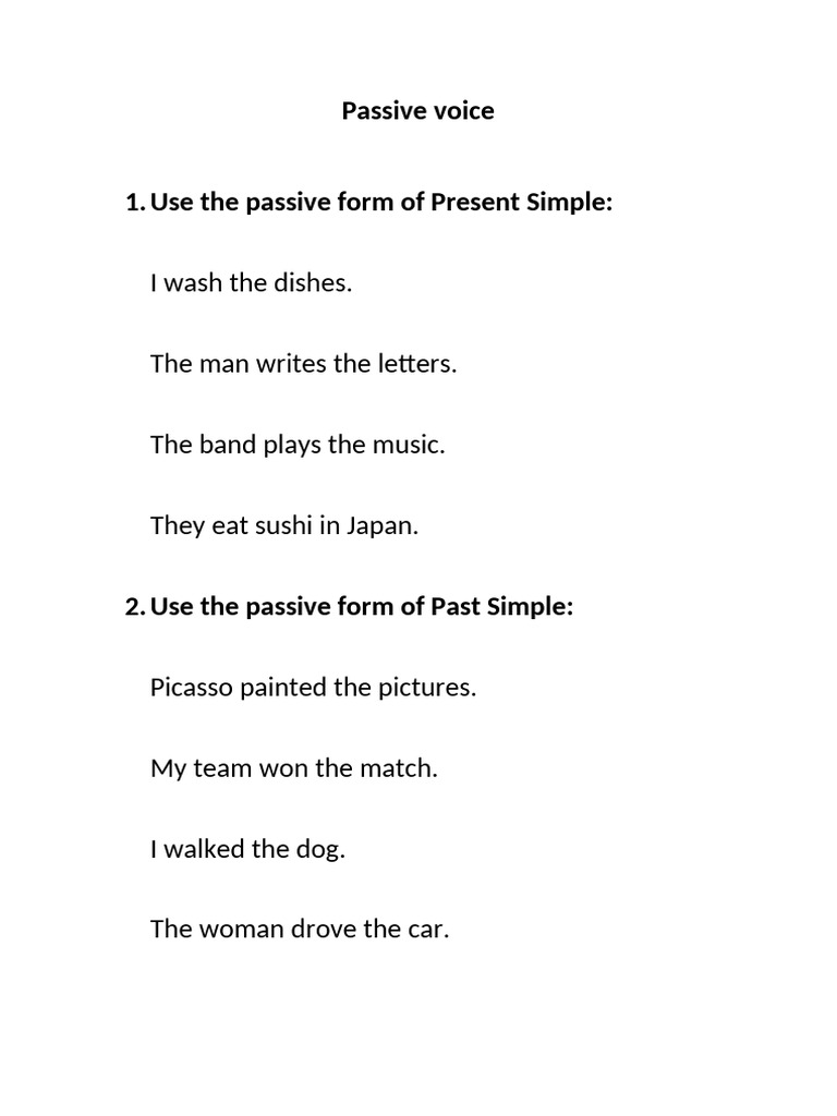 Understanding Passive Voice Forms | PDF