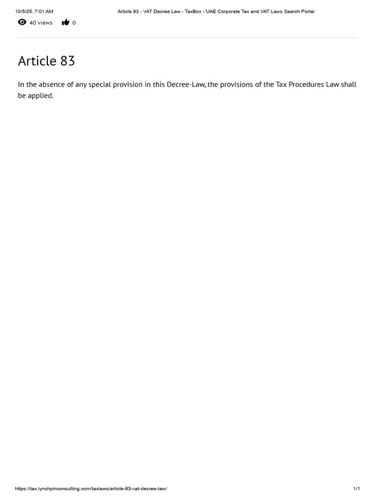 Article 83 - VAT Decree Law - TaxBox - UAE Corporate Tax and VAT Laws ...