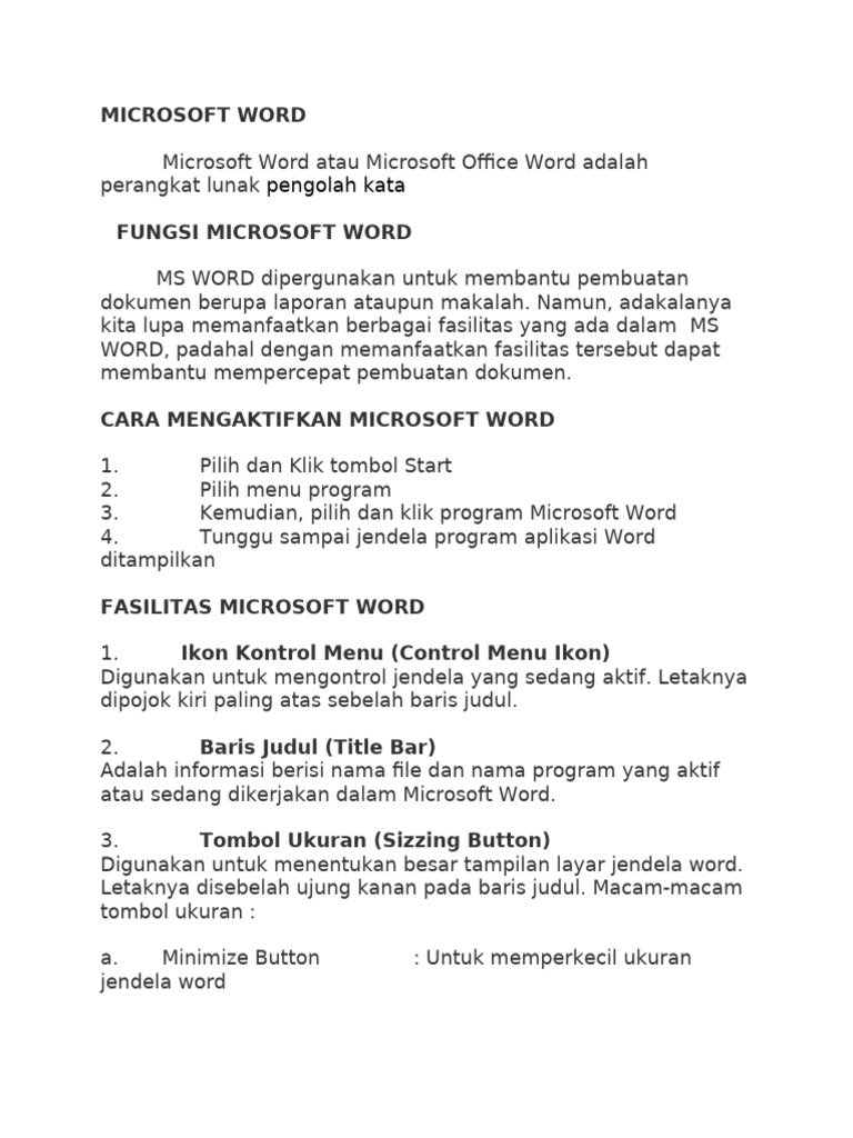 Materi Word SMP 1 | PDF