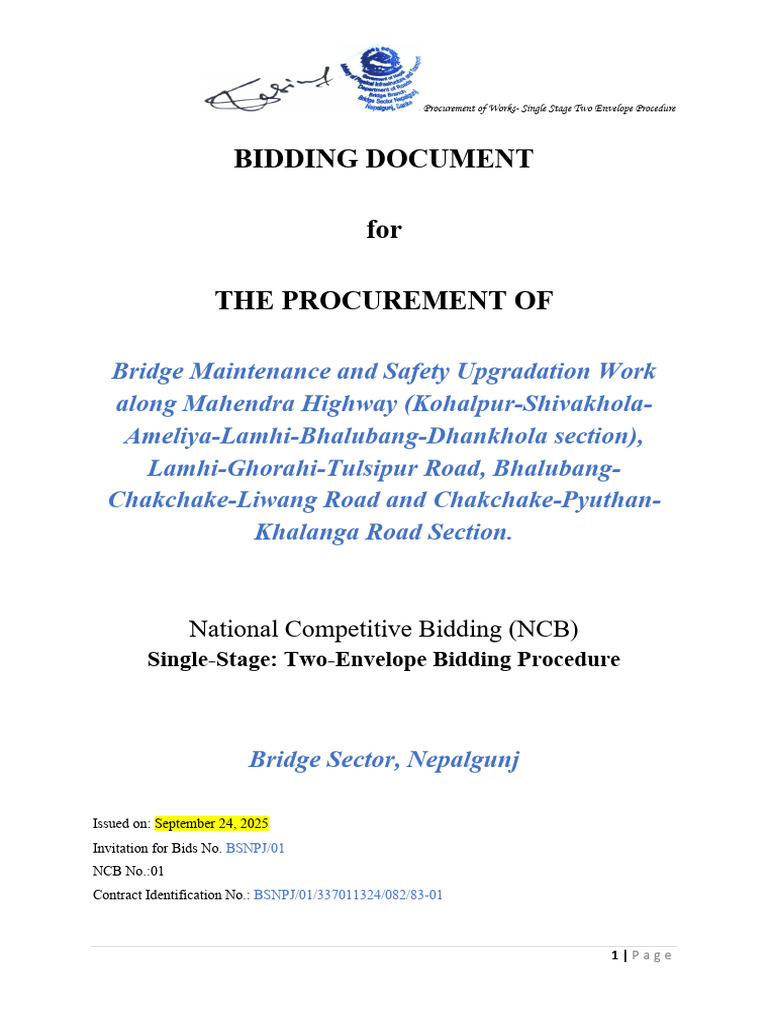 Bridge Maintenance and Safety Upgradation Work | PDF