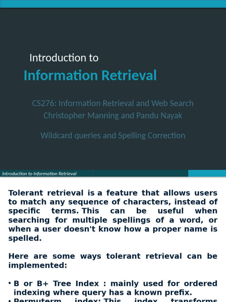 Tolerant Retrieval Wild Card | PDF | Information Retrieval | Computing