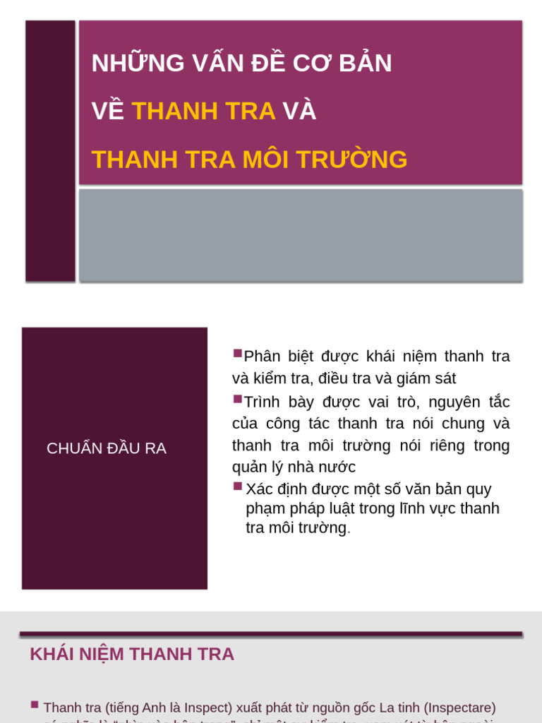 Nhung Van de Co Ban Ve Thanh Tra Va Thanh Tra Moi Truong | PDF
