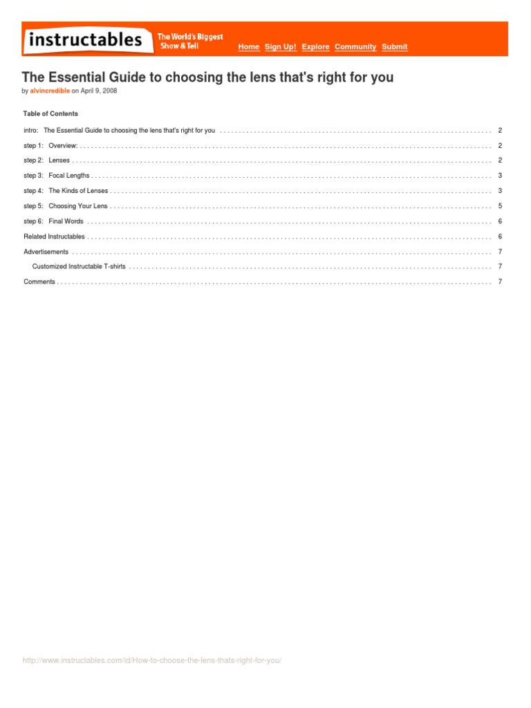 Choosing the Right Camera Lens Guide | PDF | Camera Lens | Digital ...
