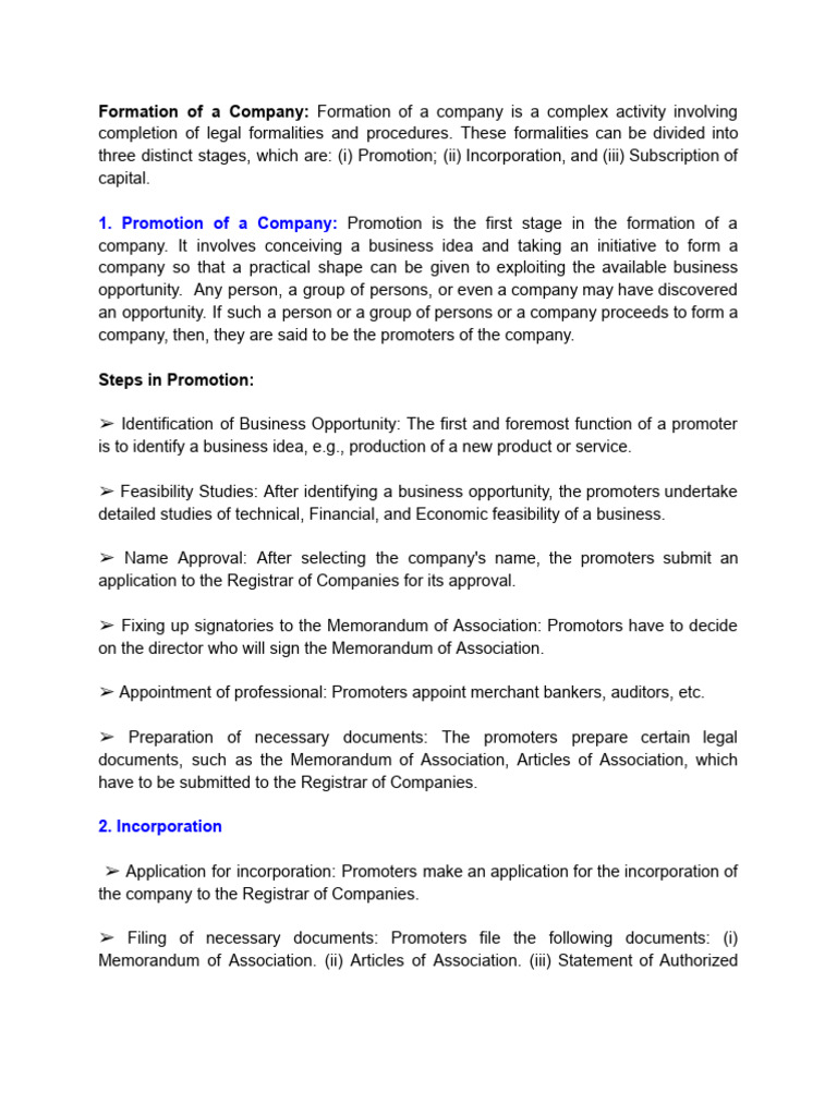 Formation of A Company Chapter 2 | PDF | Articles Of Association ...