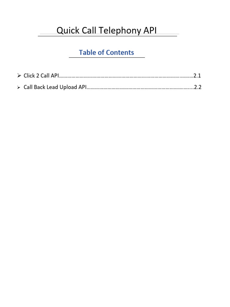 Quick Call Telephony API Guide | PDF | Parameter (Computer Programming ...