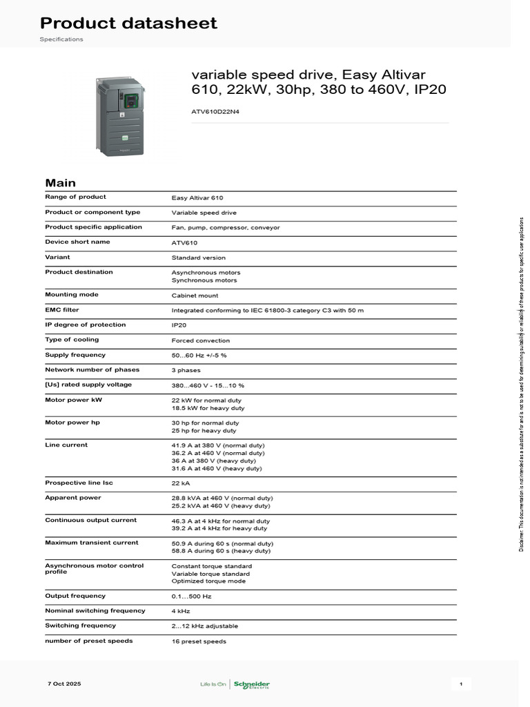 Schneider Electric Easy-Altivar-610 ATV610D22N4 | PDF | Relay ...