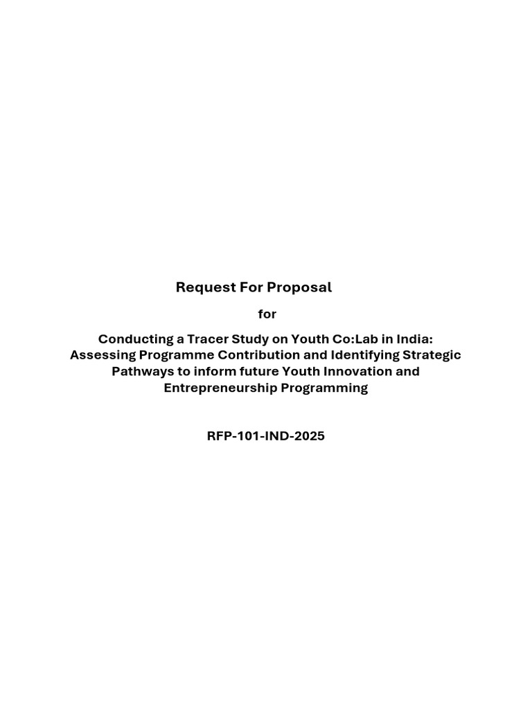 Rfp-101-Ind-2025 Undp Youth | PDF | Entrepreneurship | Joint Venture
