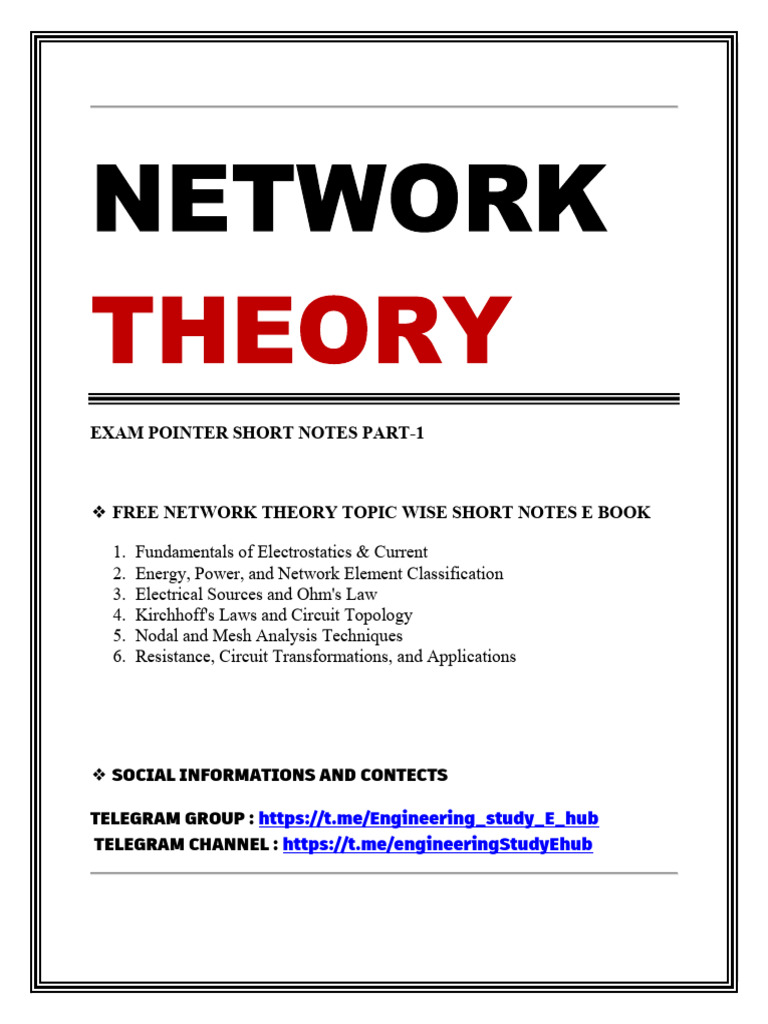Network Theory Pointer - 1 | PDF | Electric Field | Electric Charge