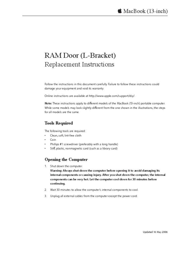 MacBook 13inch RAMdoor DIY | PDF | Macintosh | Apple Inc.