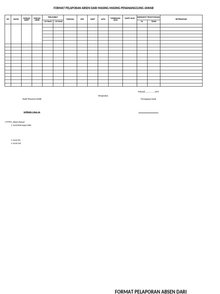 Format Laporan Absen Karyawan | PDF
