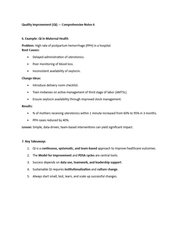 Quality Improvement - Note 7 | PDF