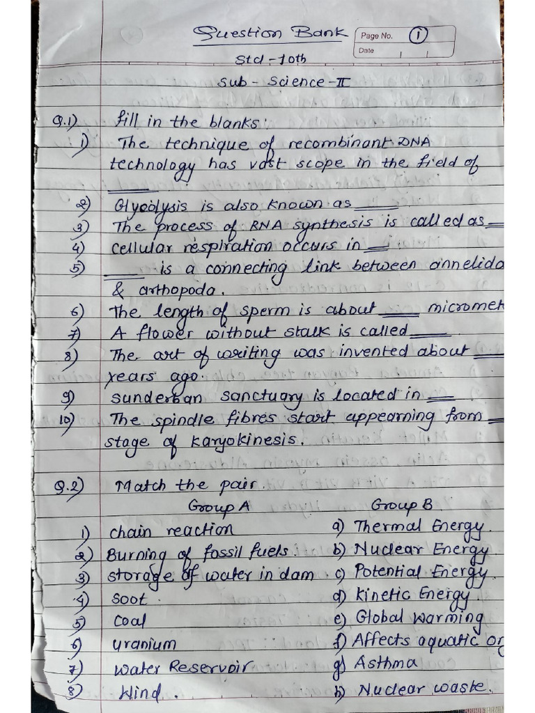 Question Bank Science 2 | PDF