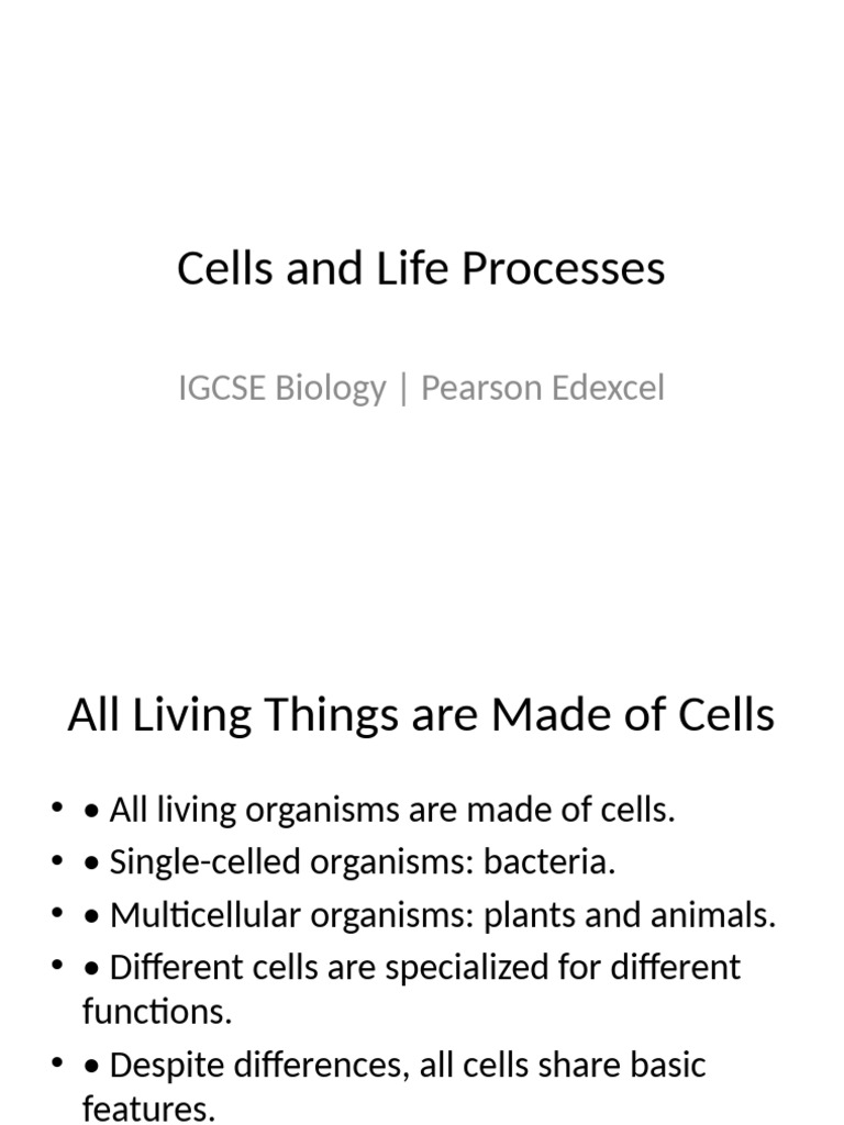 Cells and Life Processes Lesson | PDF