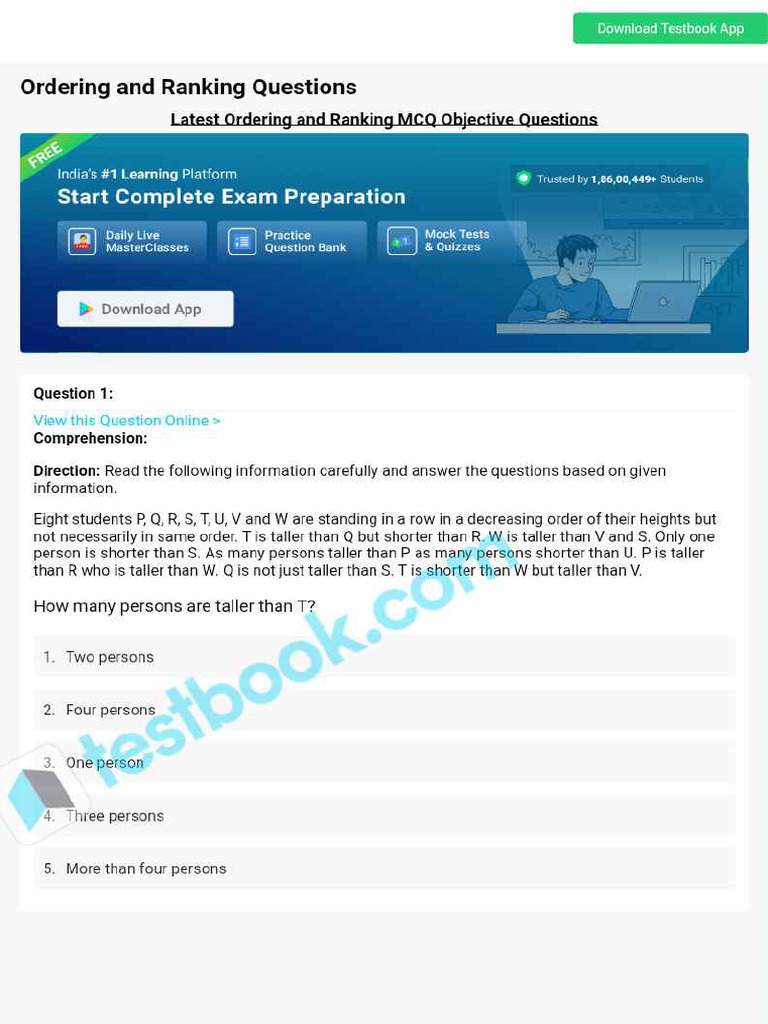 Ranking and Order Testbook PDF | PDF