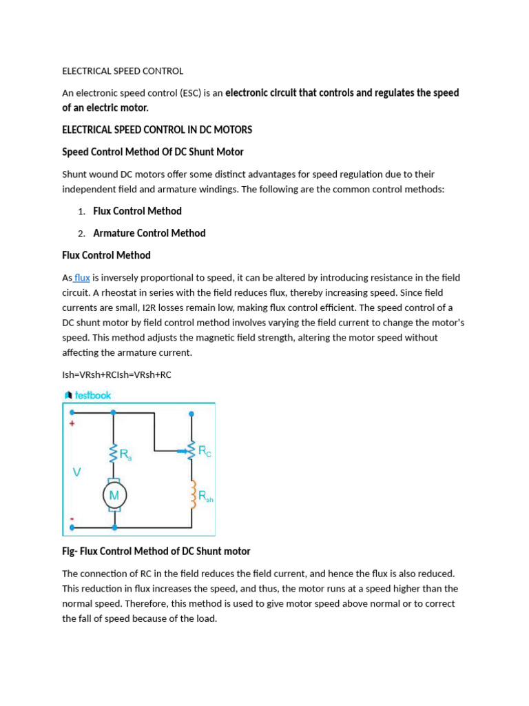 Electrical Speed Control | PDF | Electric Motor | Manufactured Goods