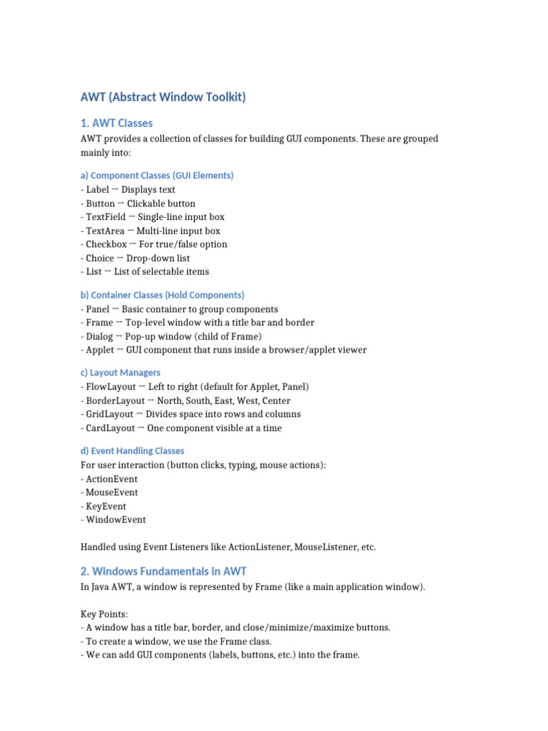 AWT Classes Windows | PDF