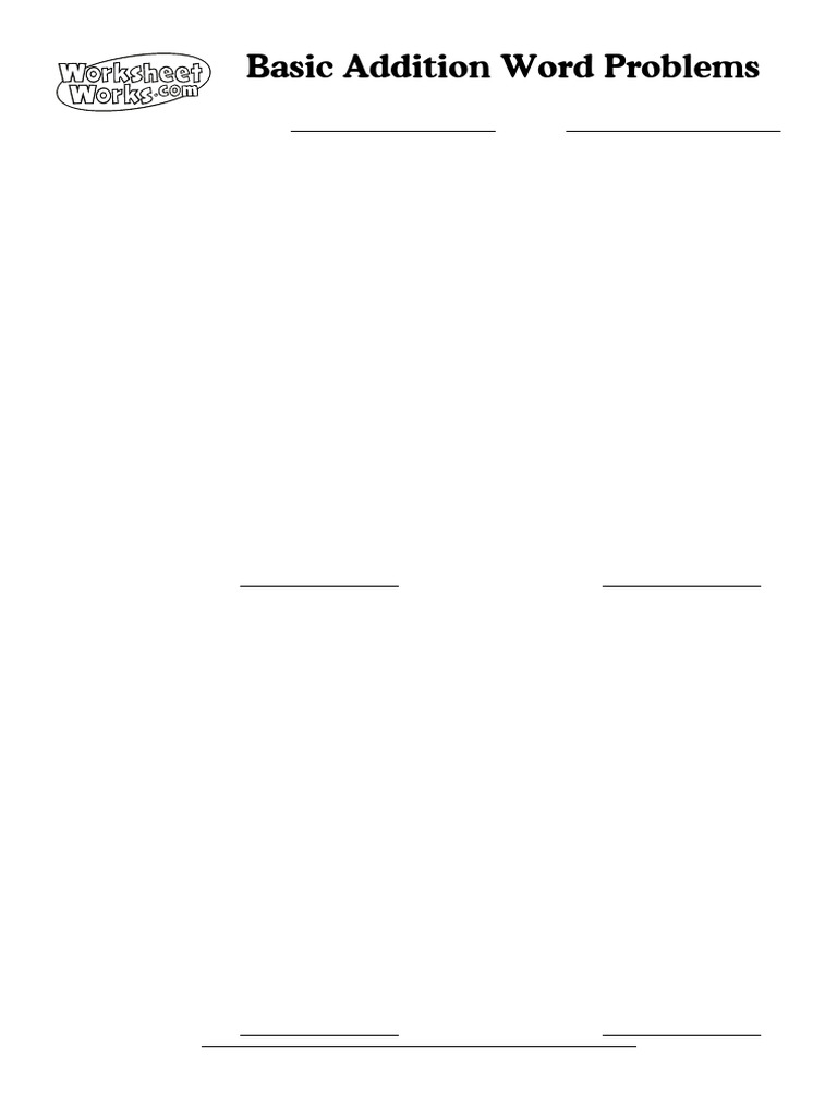 WorksheetWorks Basic Addition Word Problems 2 | PDF