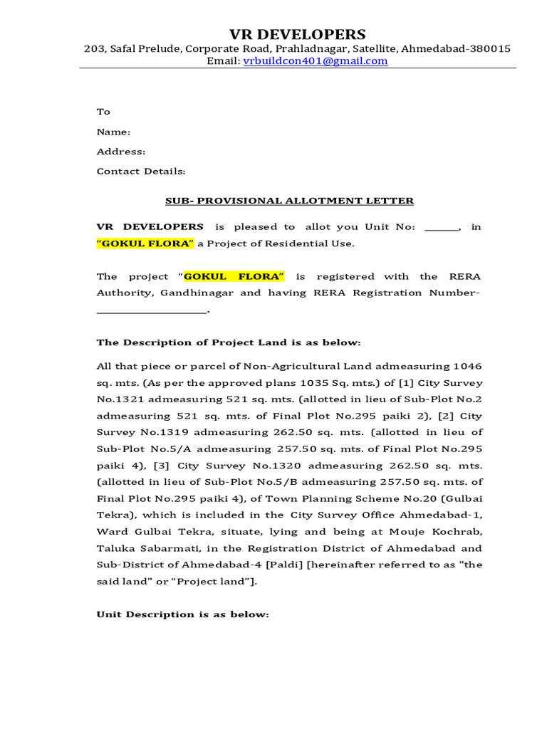Master Draft of Allotment Letter Final | PDF | Arbitration | Justice