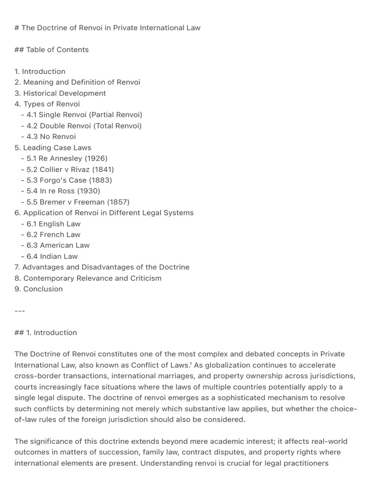 Understanding the Doctrine of Renvoi | PDF | Choice Of Law ...