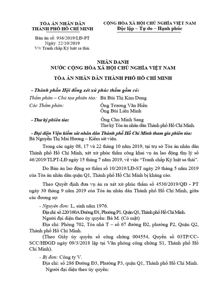 Tand TPHCM - Bapt 936 - 2019 - LĐ-PT | PDF