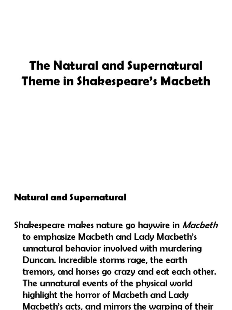 The Natural and Supernatural Theme in Shakespeare's Macbeth | PDF ...