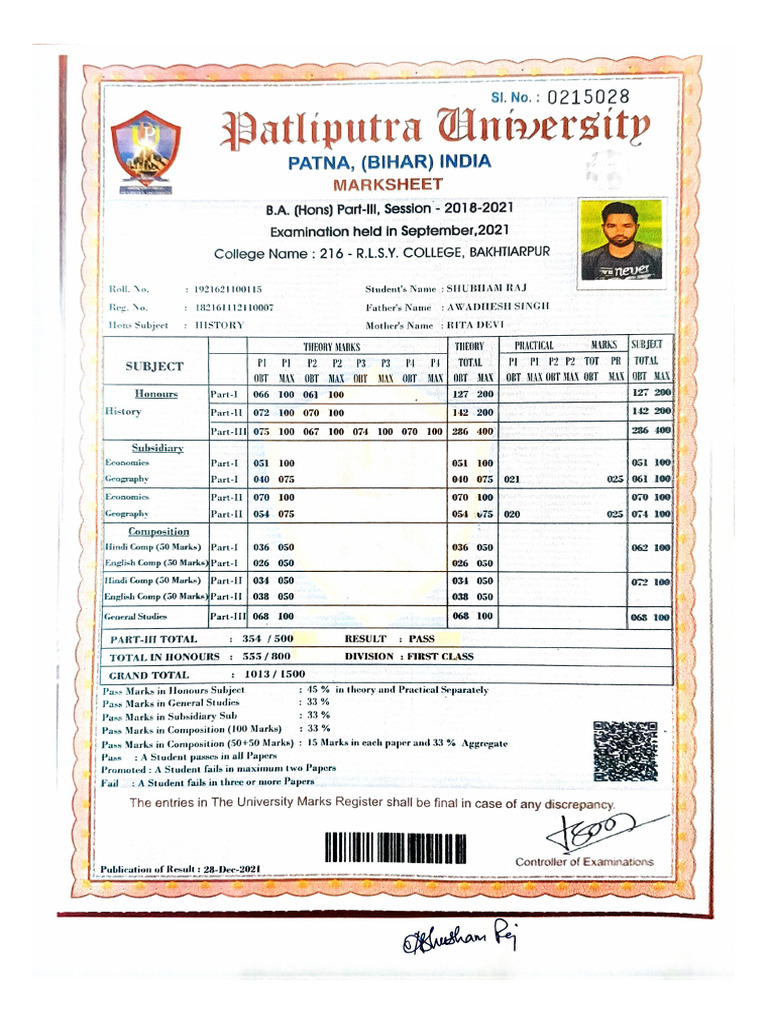 Ba Marksheet | PDF