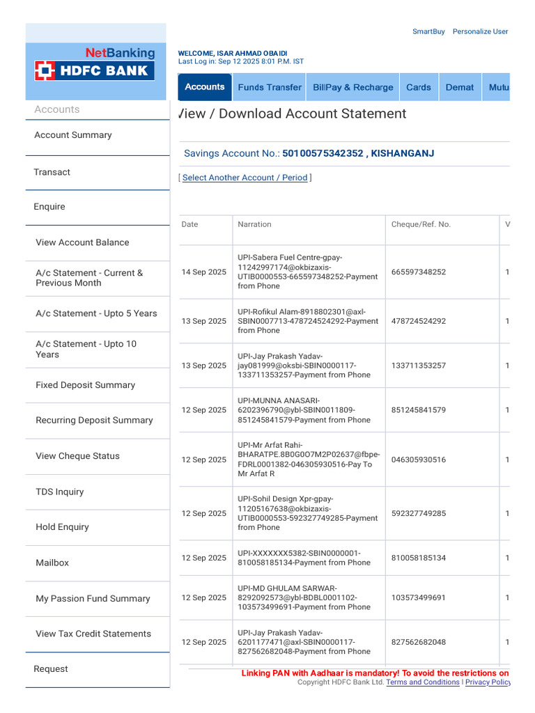 Welcome To HDFC Bank NetBanking1 | PDF | Financial Services | Banking
